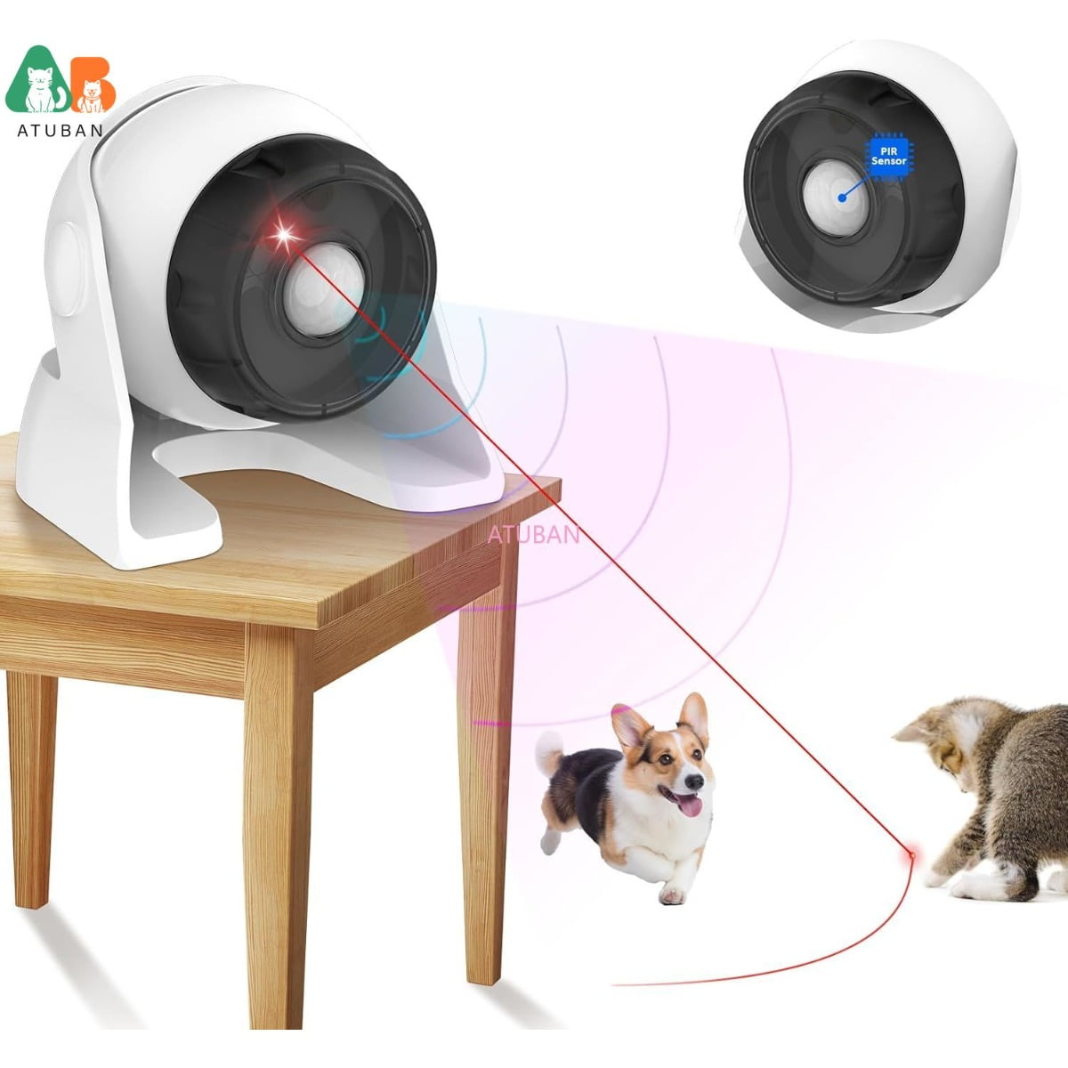 Automatic Cat Laser Toys, Interactive Cat Toys Built-in Real Motion ...