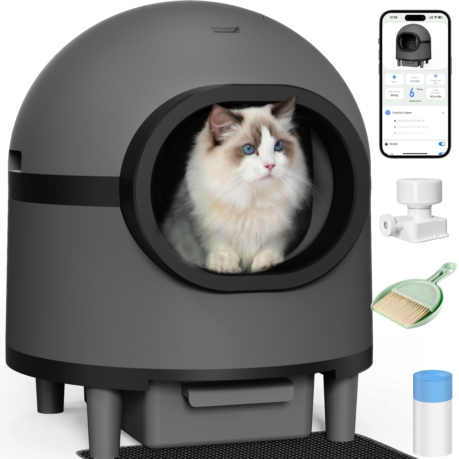 Safety Automatic Cat Litter Box, Self Cleaning System for Multiple Cats ...