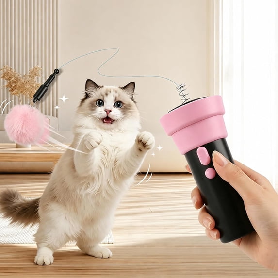 Automatic Cat Teaser Launcher - Electric Telescoping Interactive Cat ...