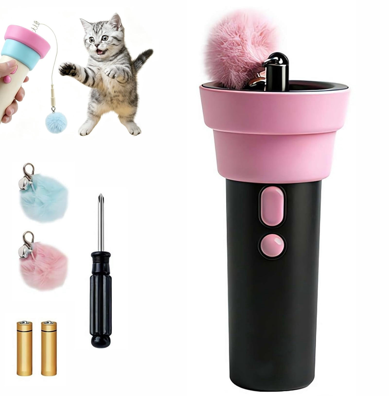 Automatic Cat Teaser Launcher, Fuzzy Ball Launchers Funny Cats ...