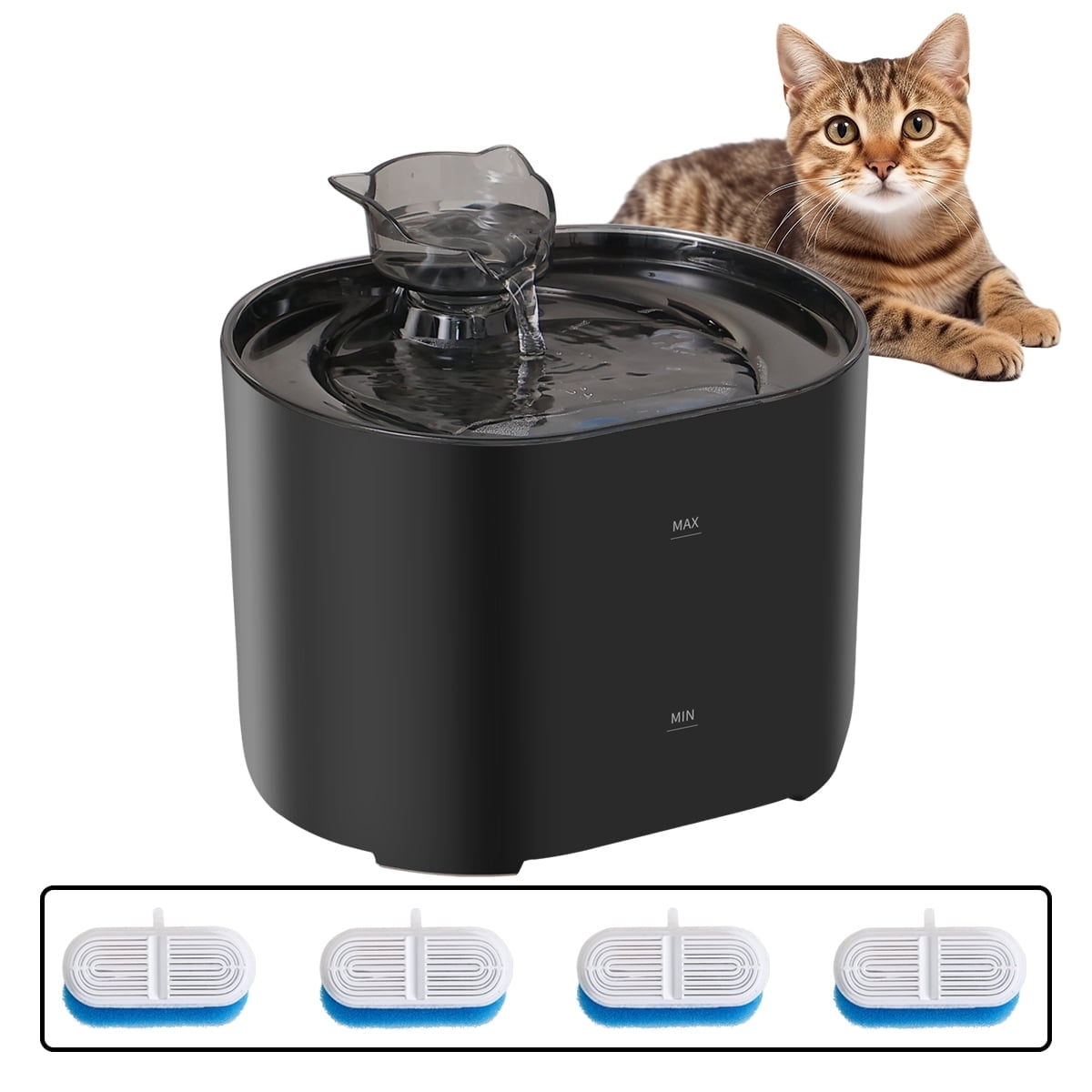 Automatic Cat Water Fountain,2.2L/74oz Capacity,Ultra-Quiet Pump,Three ...