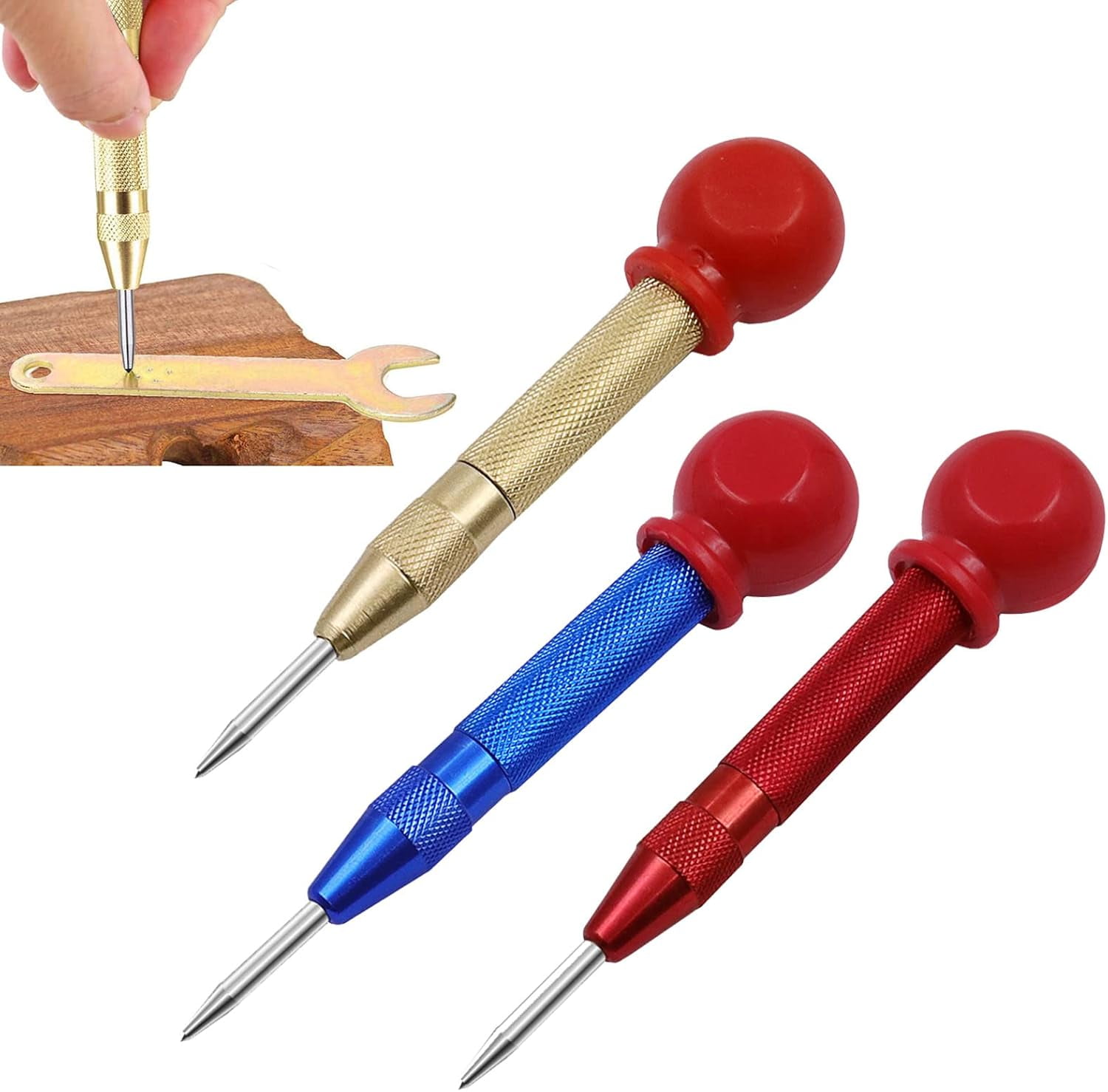 Automatic Center Punch Set, Reinforced S2 Steel Tip Offers Unmatched ...