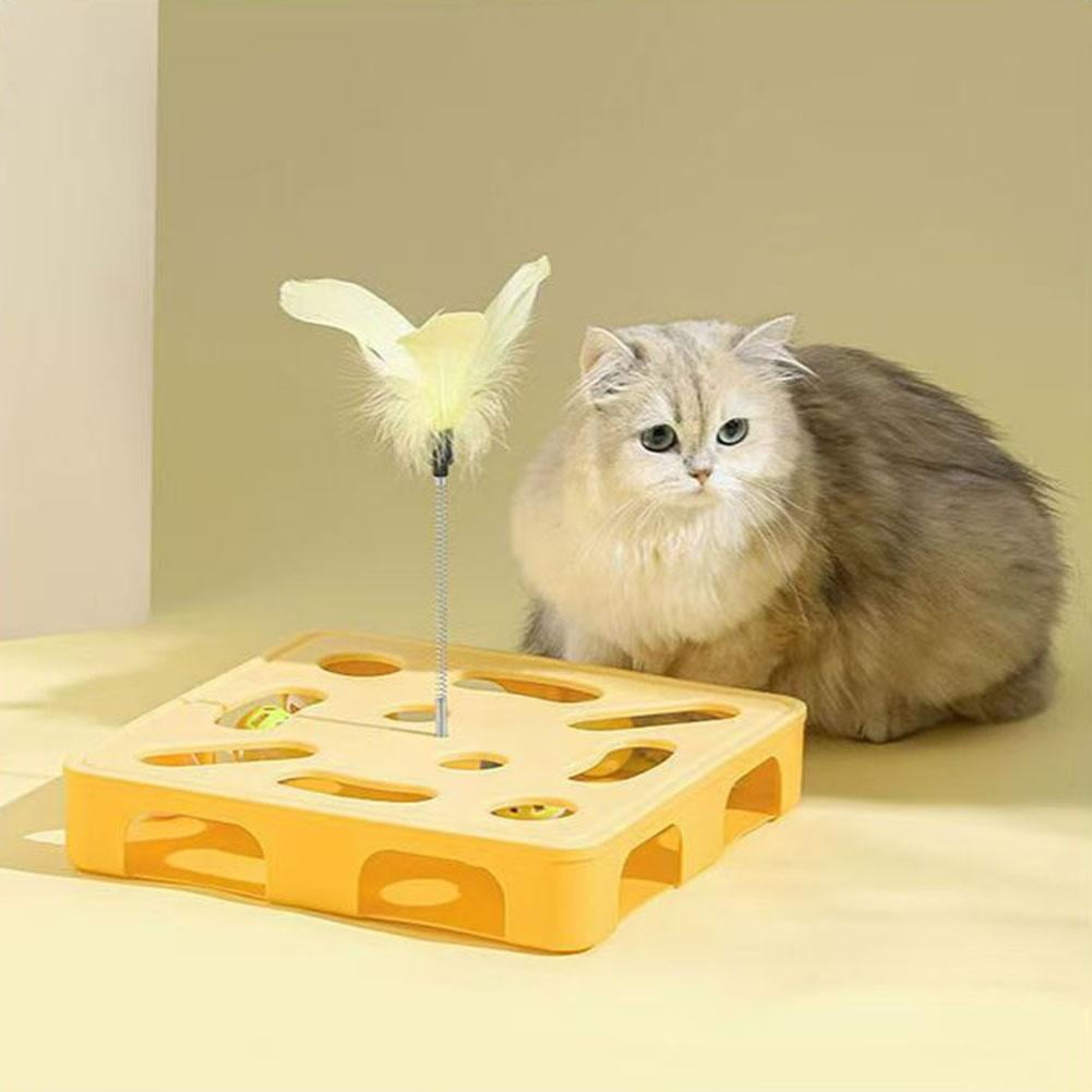 Automatic Cheese-Shaped Interactive Cat Toy, Cat Interactive Box Puzzle ...
