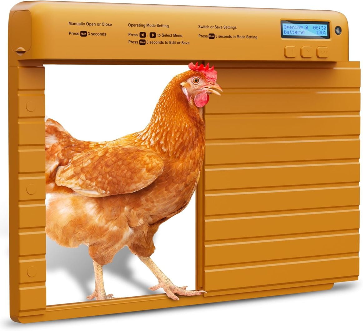 Automatic Chicken Coop Door Battery Powered with Timer & Light Sensor ...