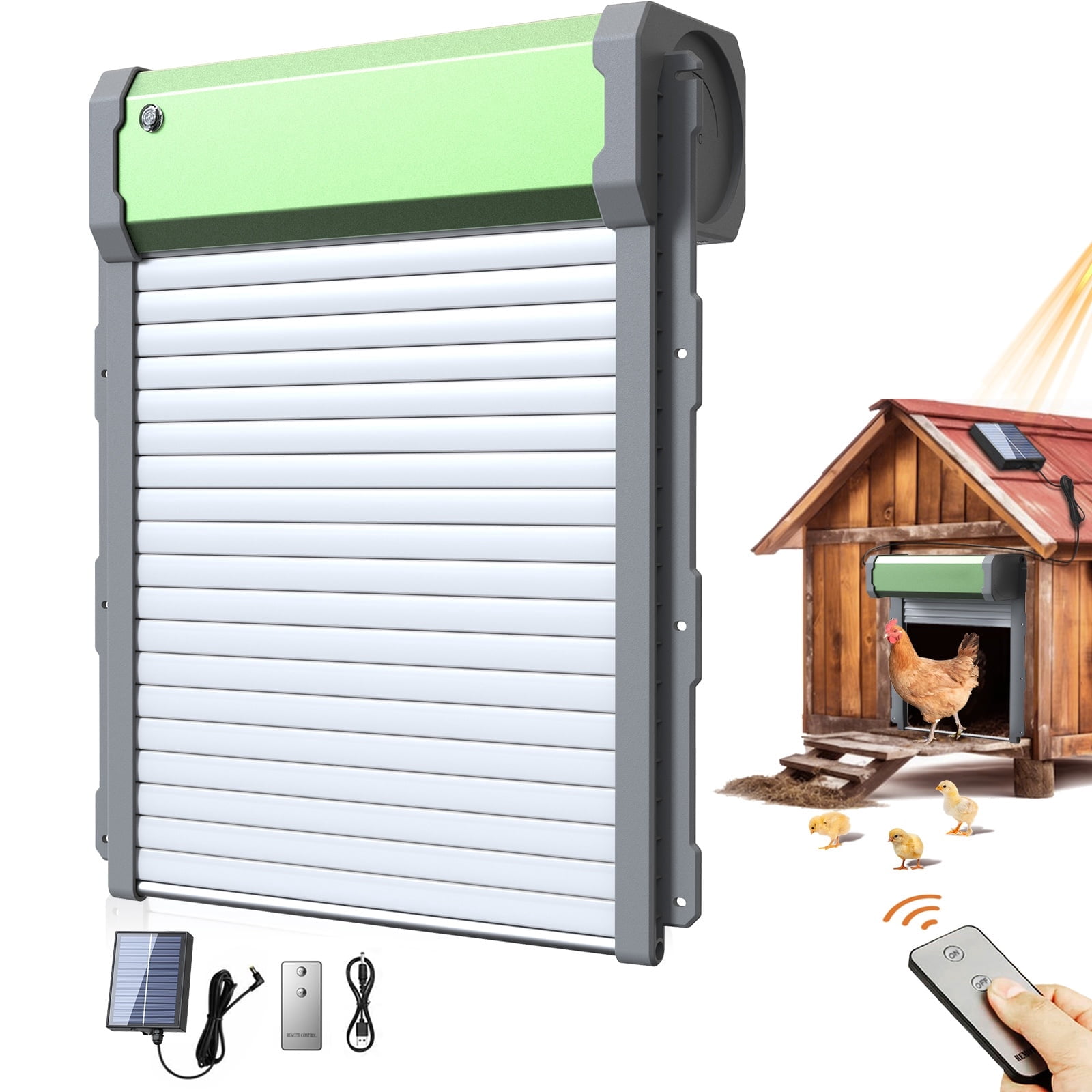 Automatic Chicken Coop Door Solar Powered, 4 Modes Battery Powered Auto ...