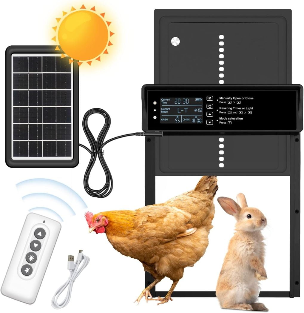 Automatic Chicken Coop Door Solar Powered Chicken Door with Timer ...