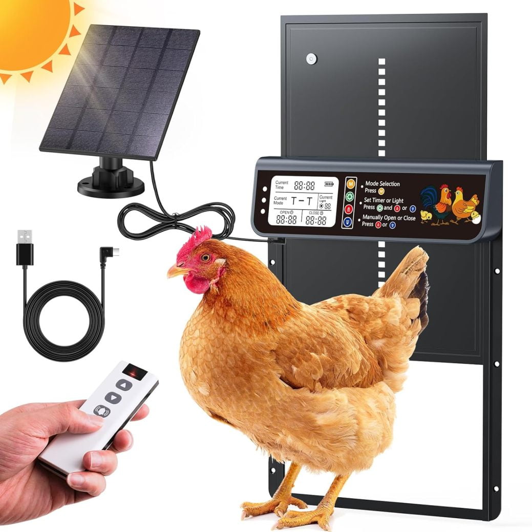 Automatic Chicken Coop Door Solar Powered, LCD Display Automatic ...