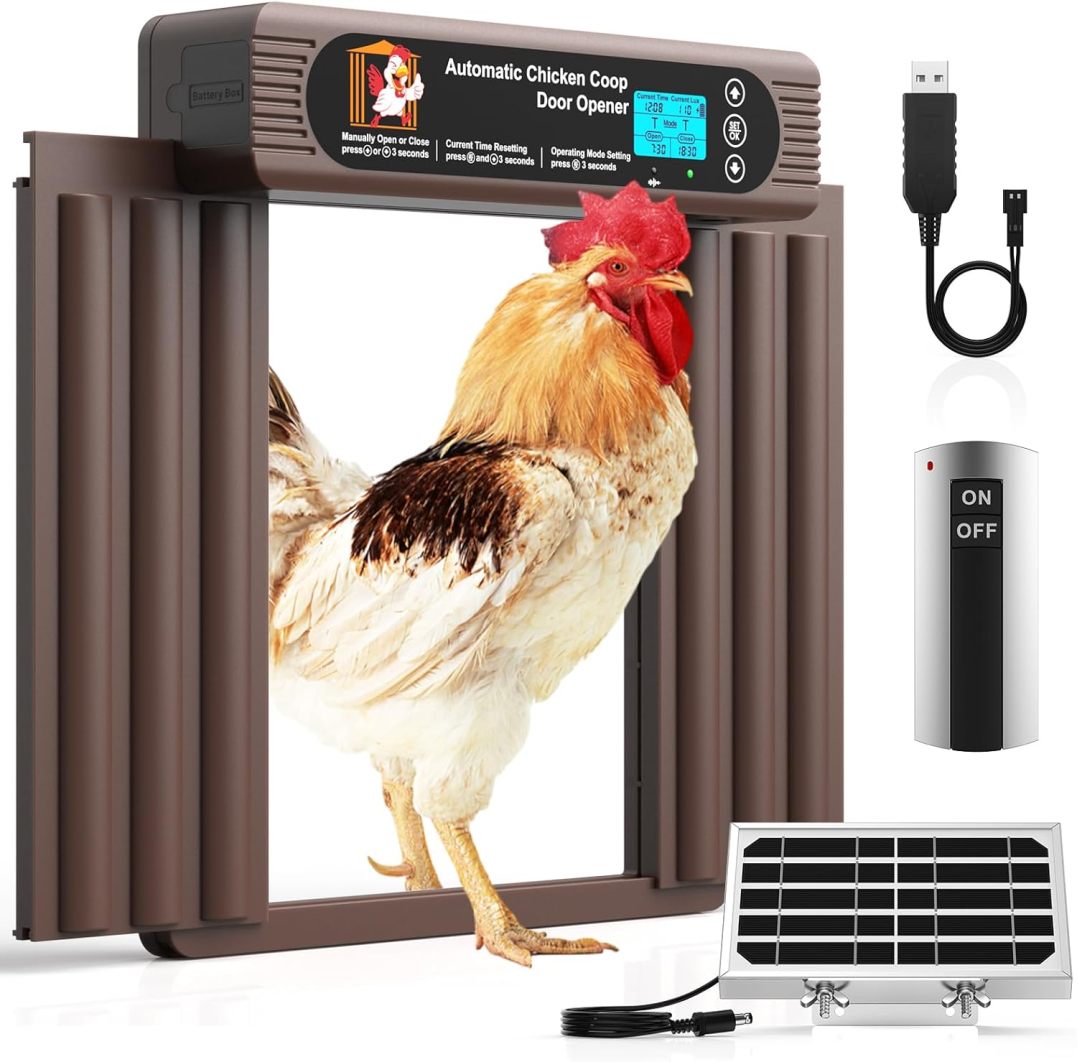 Automatic Chicken Coop Door Solar Powered, LCD Screen, Anti-Pinch ...