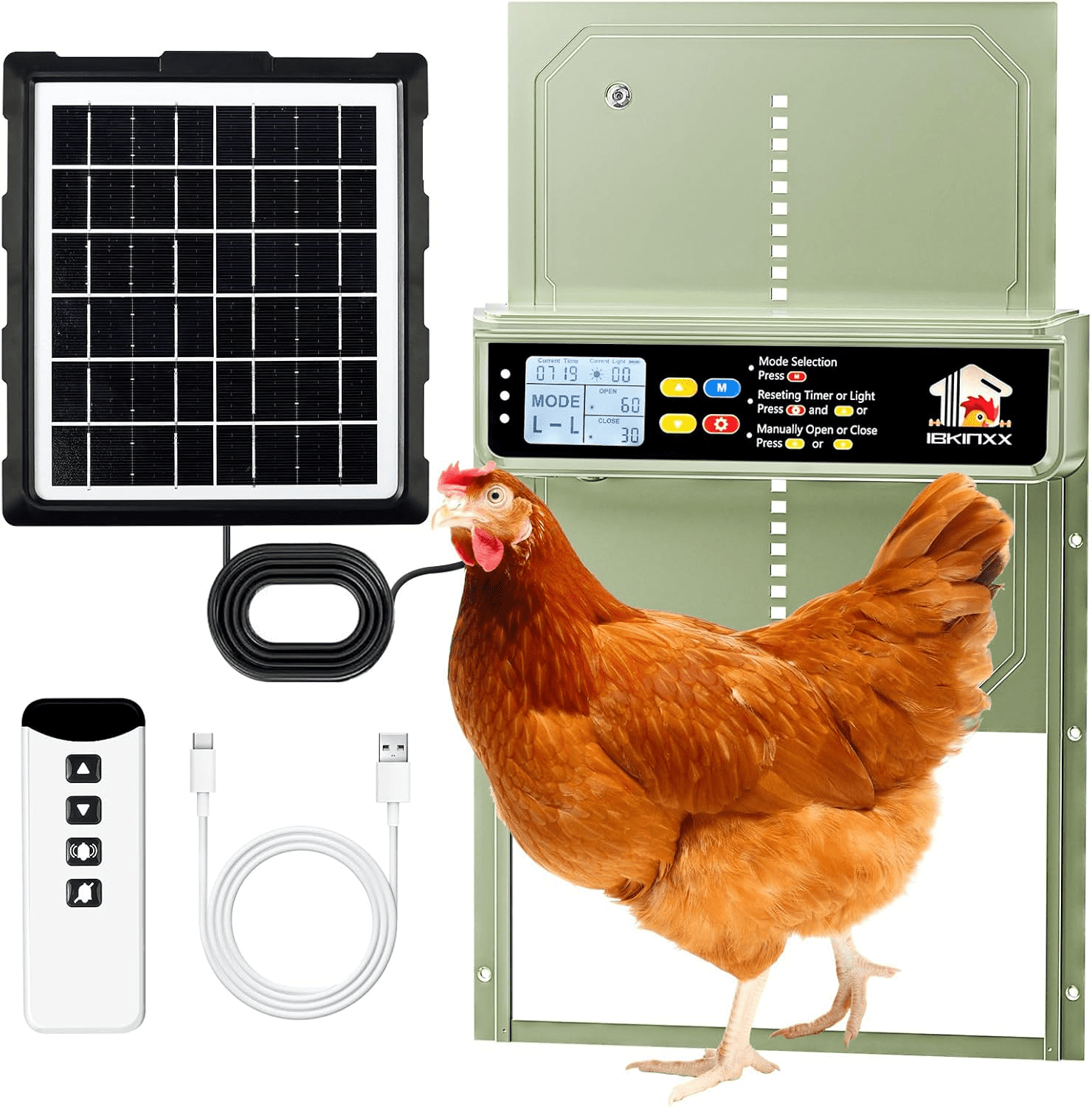 Automatic Chicken Coop Door Solar Powered with Timer, Light Sensor ...