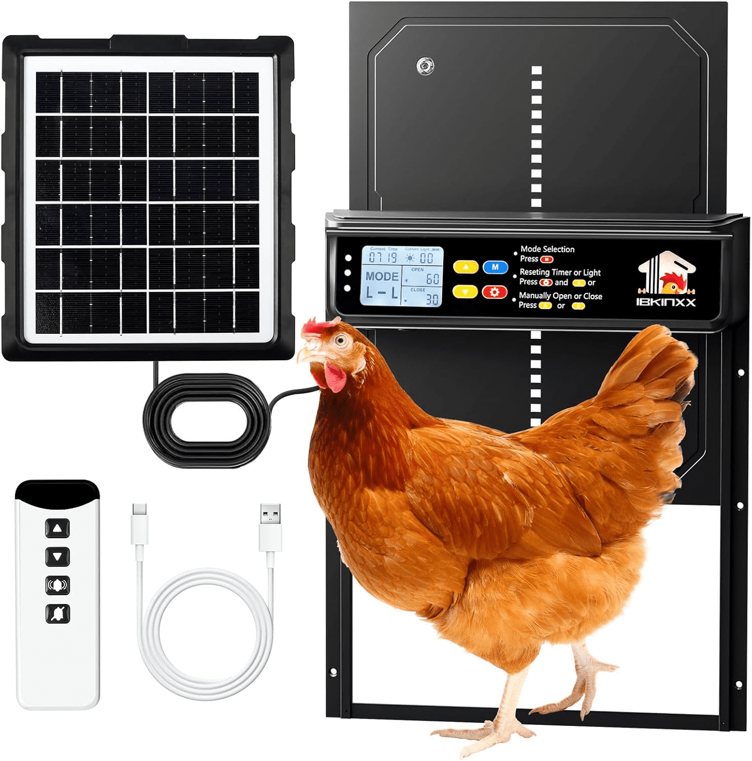 Automatic Chicken Coop Door Solar Powered with Timer, Light Sensor ...