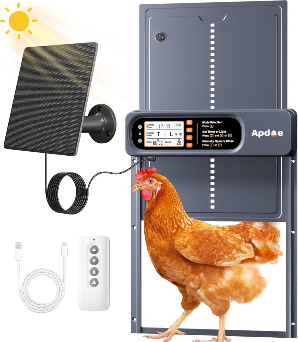 Automatic Chicken Coop Door Solar Powered with Timer, Light Sensor ...