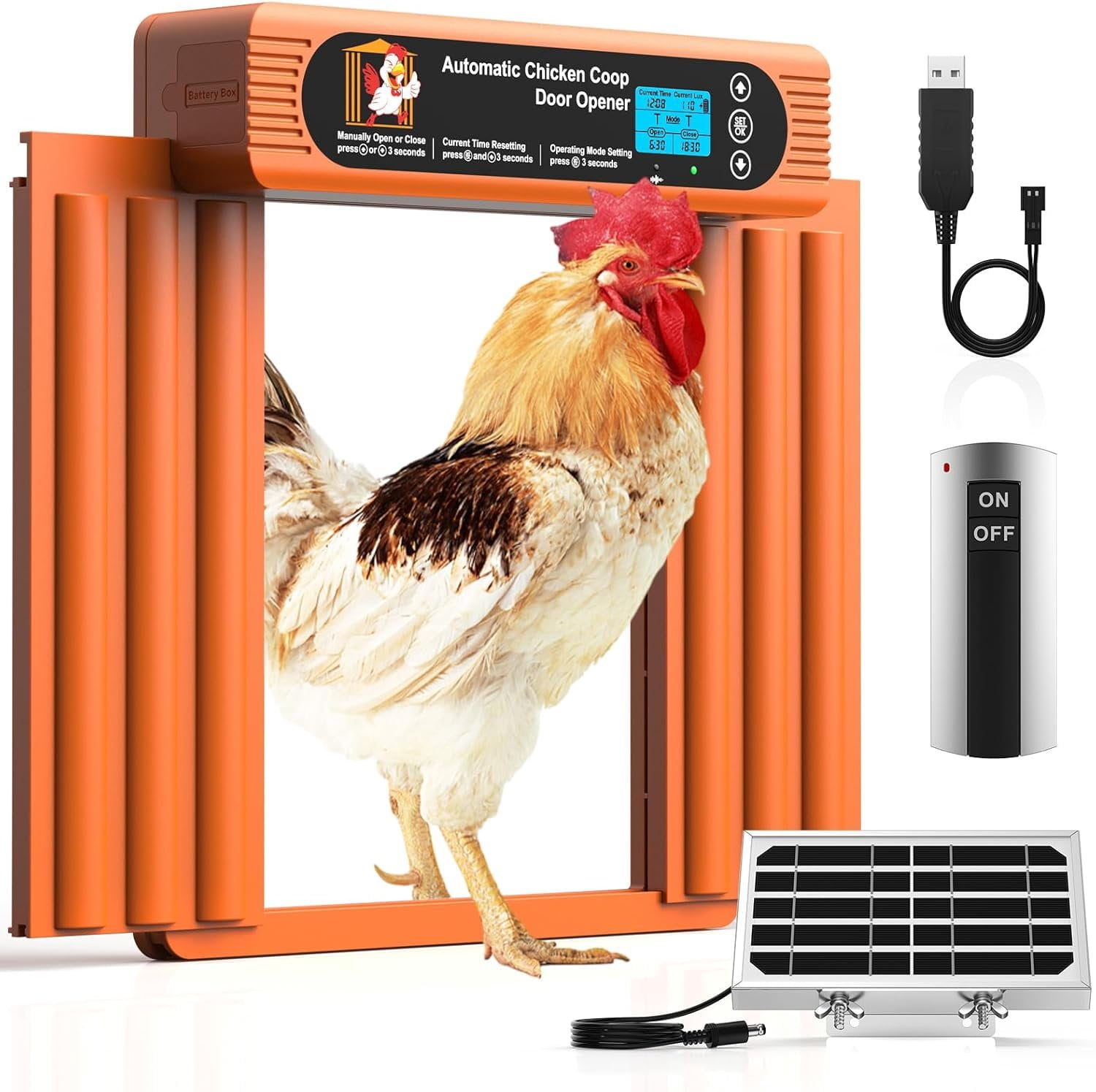 Automatic Chicken Coop Door Solar , Size, Anti-Pinch Design, Auto ...