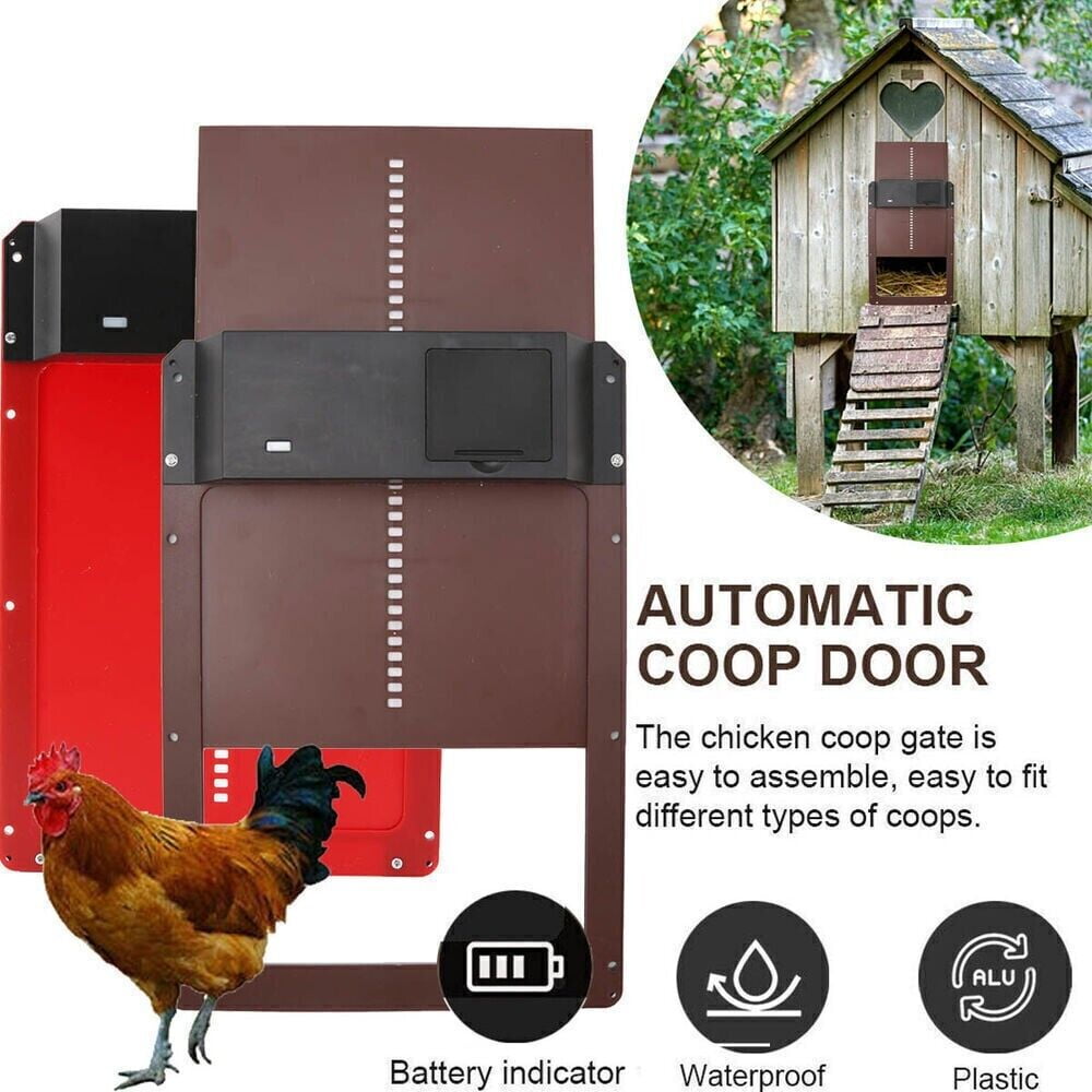 Automatic Chicken Coop Door Waterproof With Light Sensor Poultry Gate ...