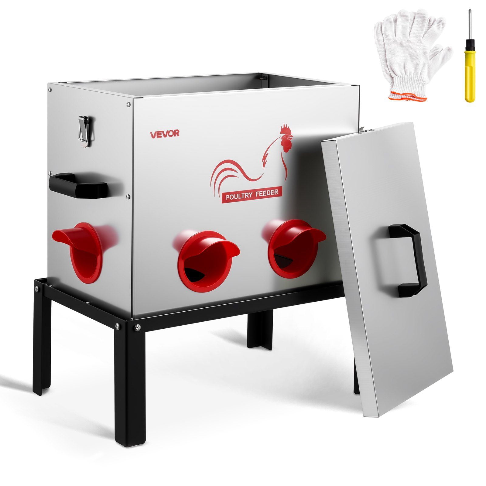 Automatic Chicken Feeder 40 lbs Capacity 6 Feeding Ports No-Waste ...