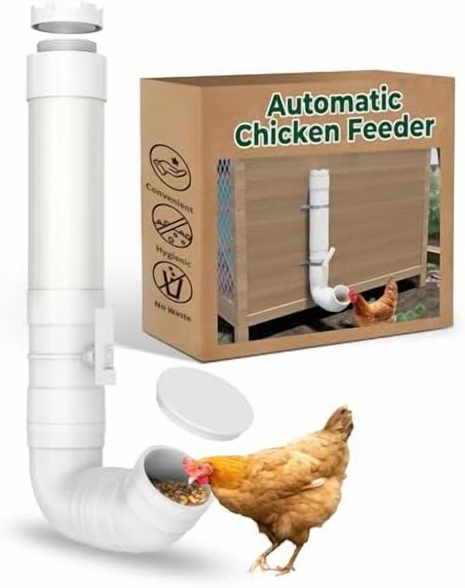 Automatic Chicken Feeder with Adjustable Valves, Heavy Duty Plastic ...