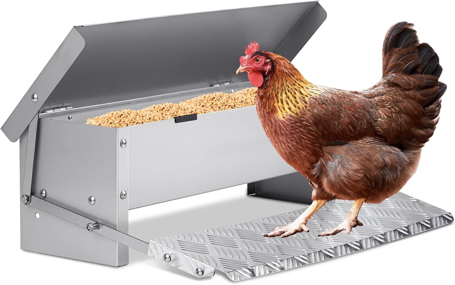 Automatic Chicken Feeder Treadle Large Poultry Feeders No Waste ...