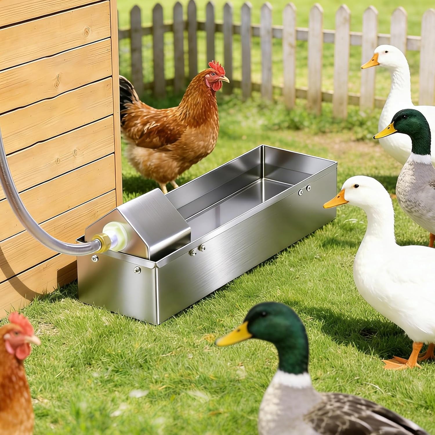 Automatic Chicken Waterer Dispenser 1 Gallon Large Stainless Metal ...