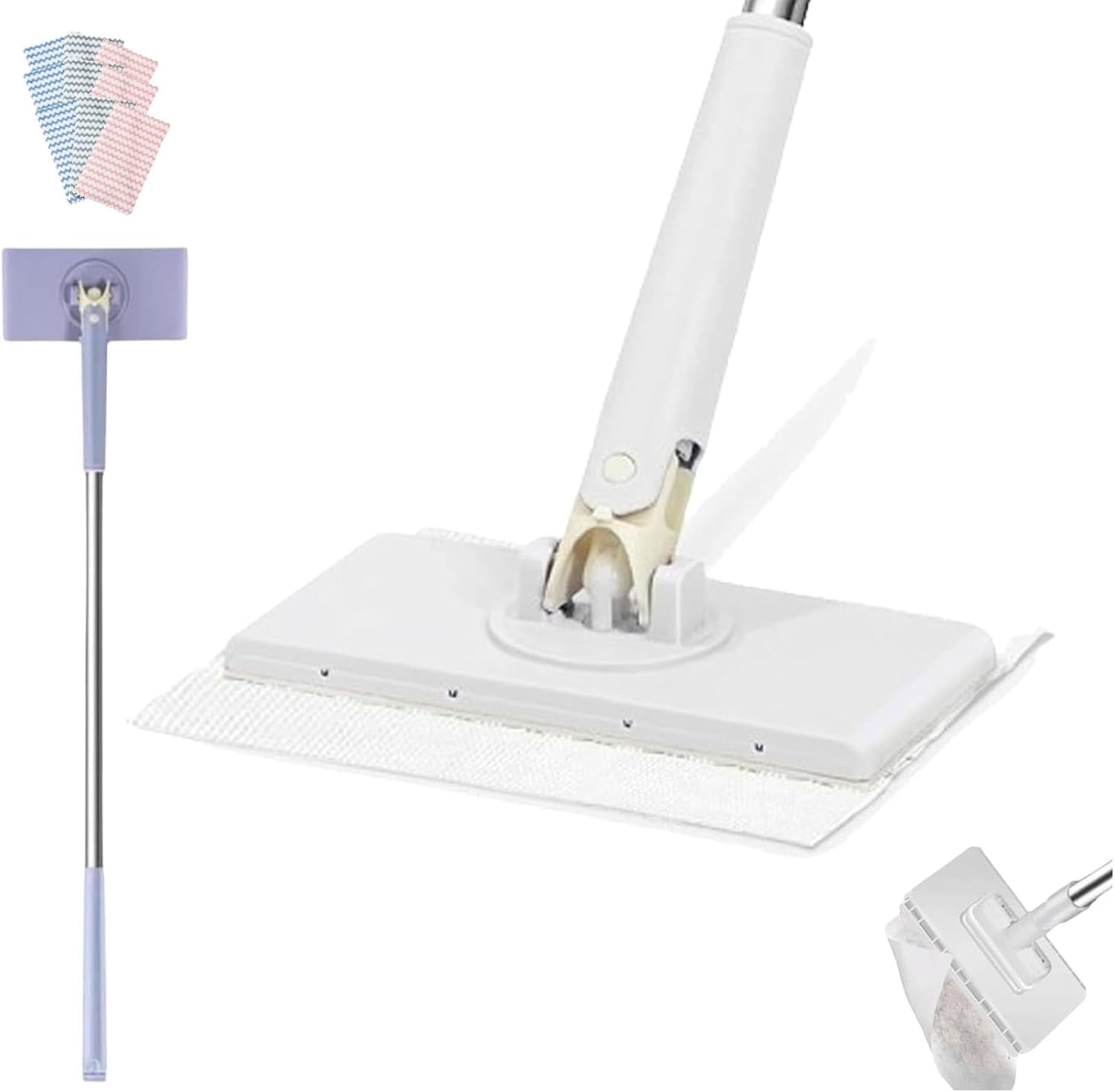 Automatic Cloth Changing Mini Mop with 10 Cleaning Cloth, 360°Rotating ...