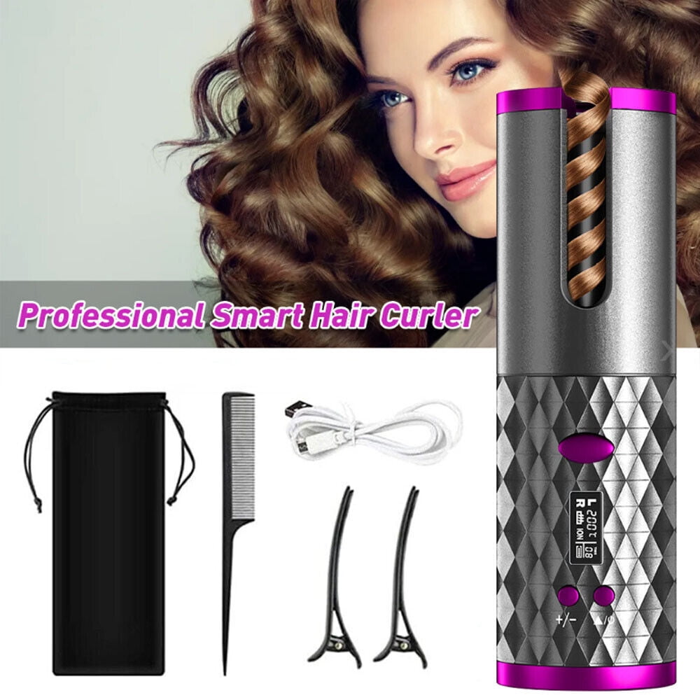 Automatic Curling Iron, Cordless Auto Hair Curler, Ceramic Rotating Hair Curler with 6 Temps ...