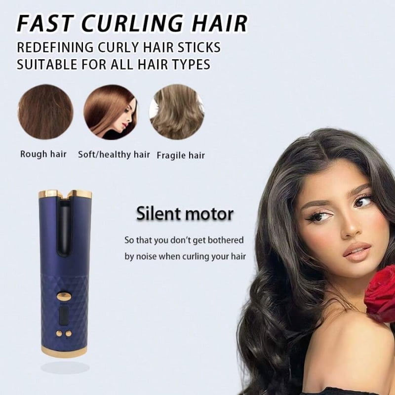 Automatic Curling Iron, Cordless Auto Hair Curler, Ceramic Rotating ...