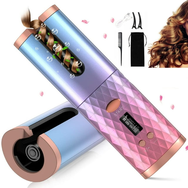 Flying Ideas Cordless Auto Hair Curler, Ceramic Rotating Portable Curling Wand - Walmart.com