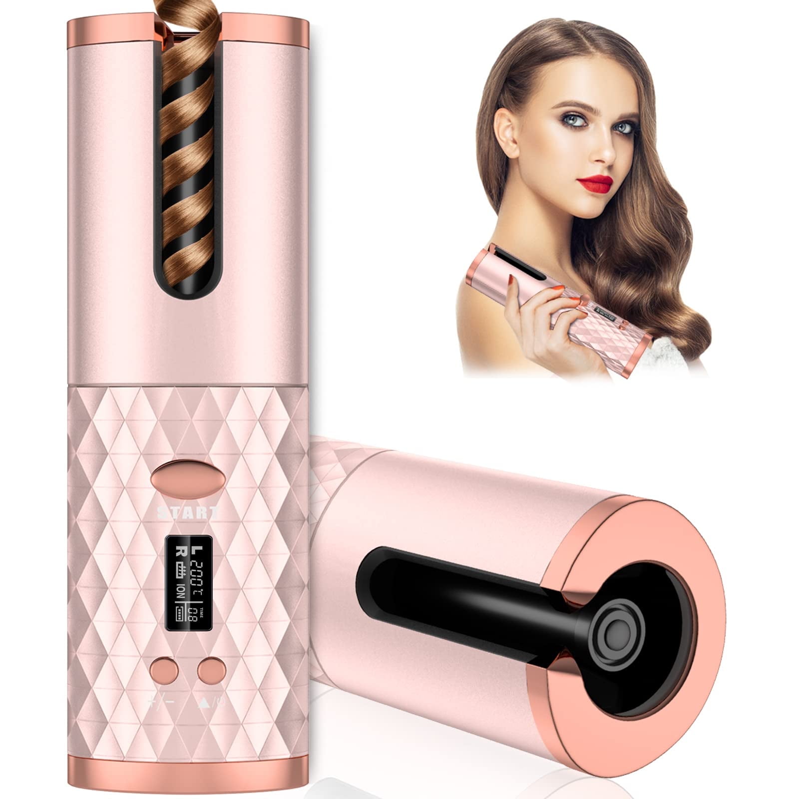 Emlimny Automatic Curling Iron, Cordless Ceramic Hair Curlers with ...