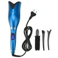 Automatic Curling Iron Wand Led Temperature Display Timer Blue Curling Iron 110240veu Plug