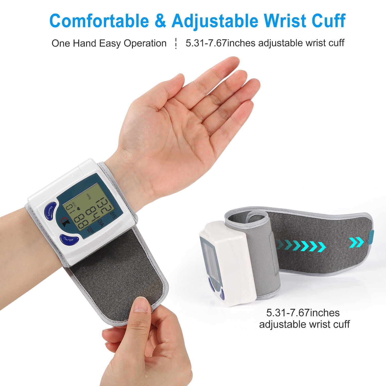 Automatic Digital Wrist Blood Pressure Monitor BP Cuff Machine Home ...