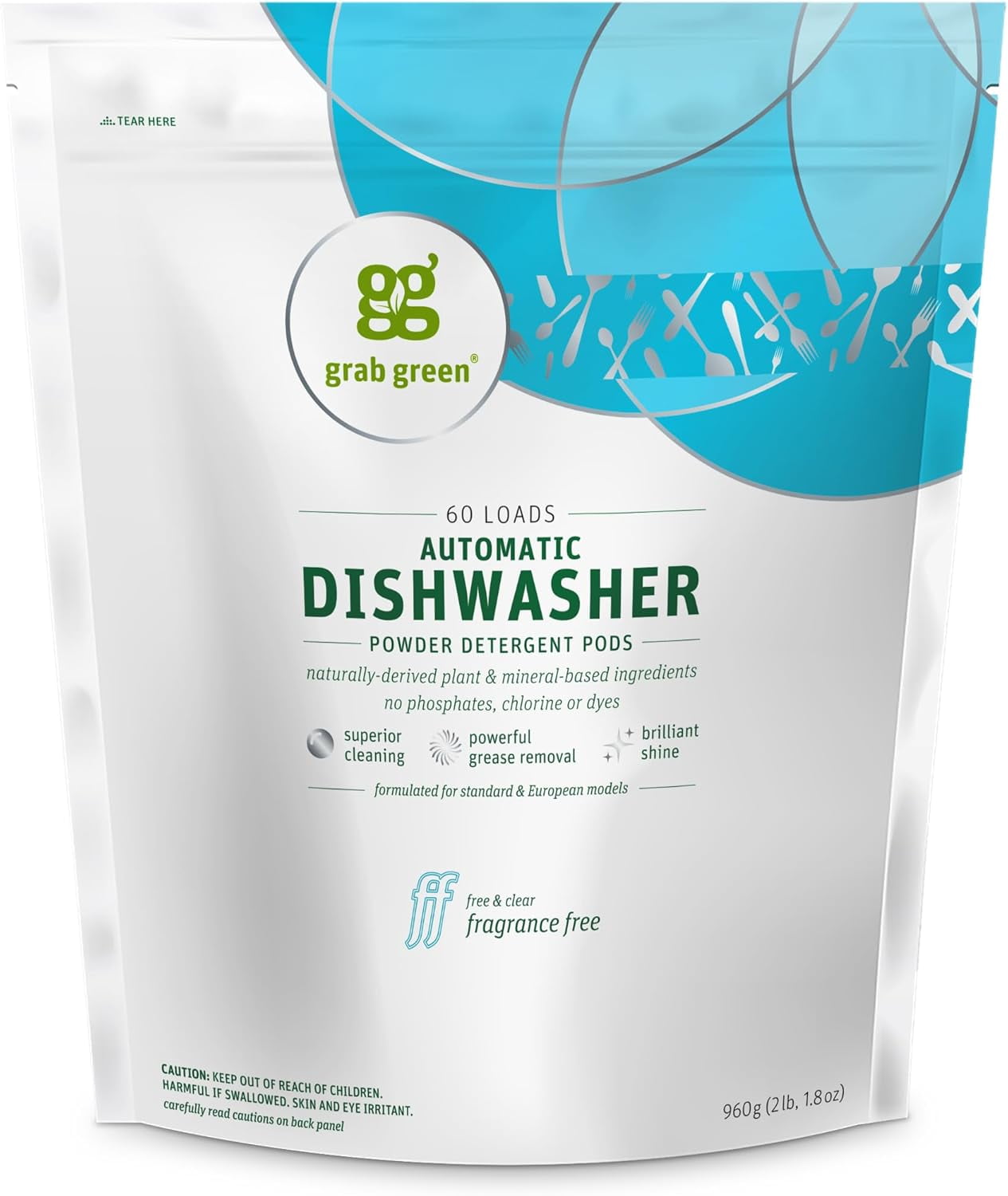 Automatic Dishwashing Detergent Pods, 60 Count, Fragrance Free, Plant ...