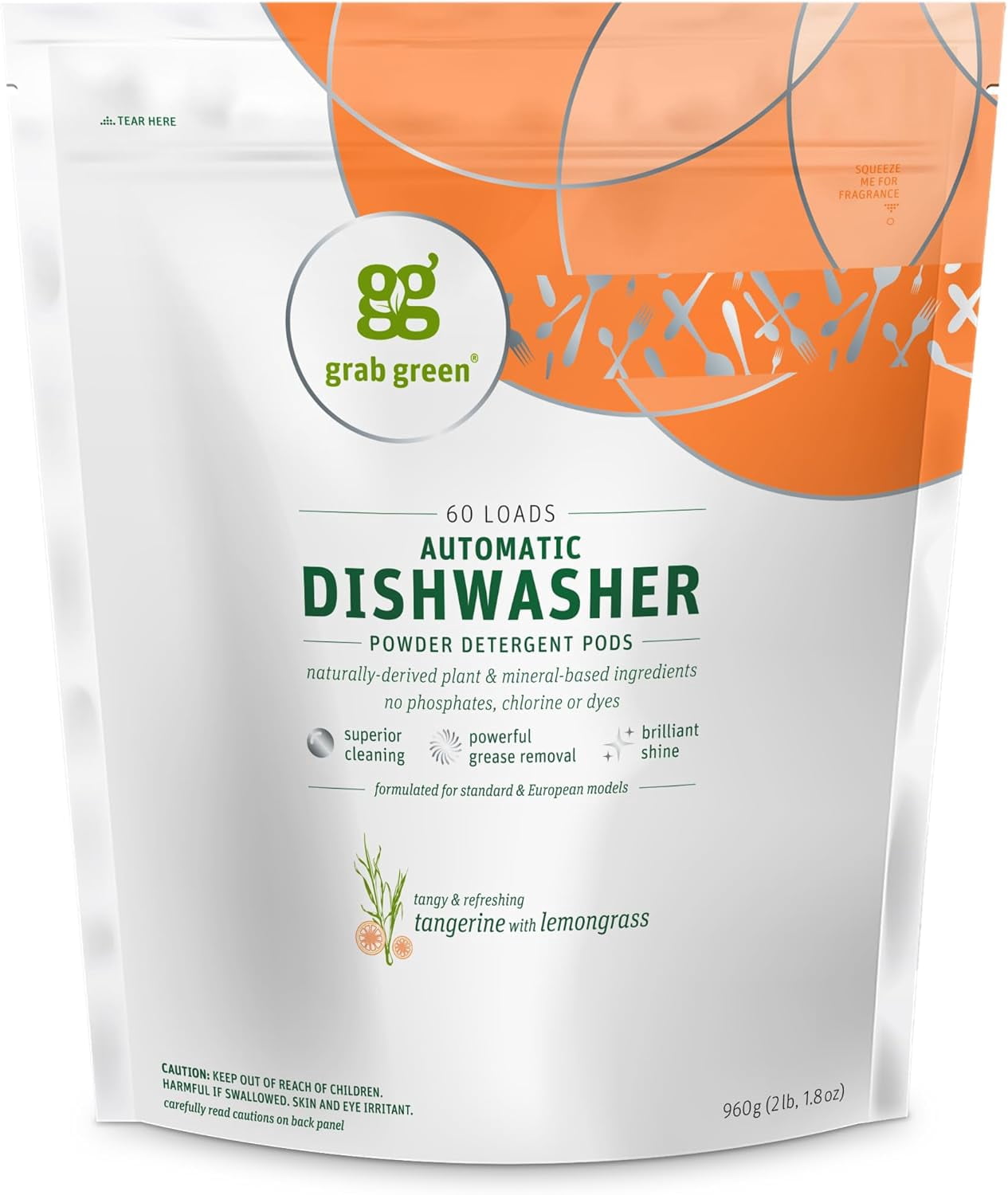 Automatic Dishwashing Detergent Pods, 60 Count, Tangerine Lemongrass ...