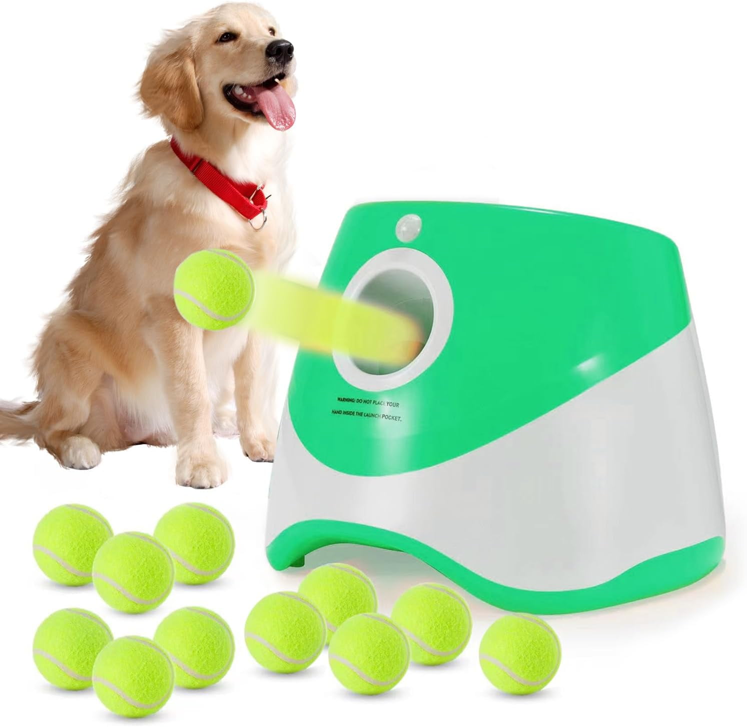 Automatic Dog Ball Launcher, with 12 Tennis Ball 3 Adjustable Distances ...