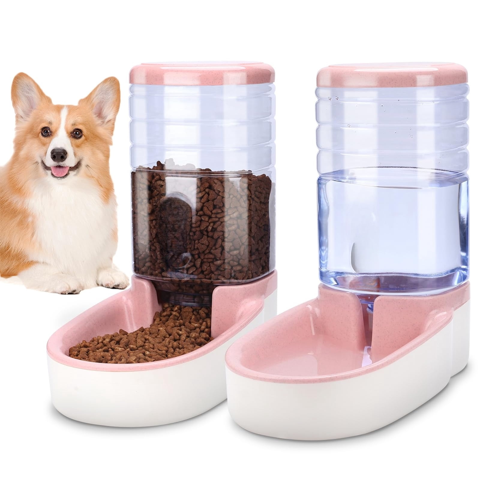 Automatic Dog Cat Feeder and Water Dispenser Set,Waterer and Gravity ...