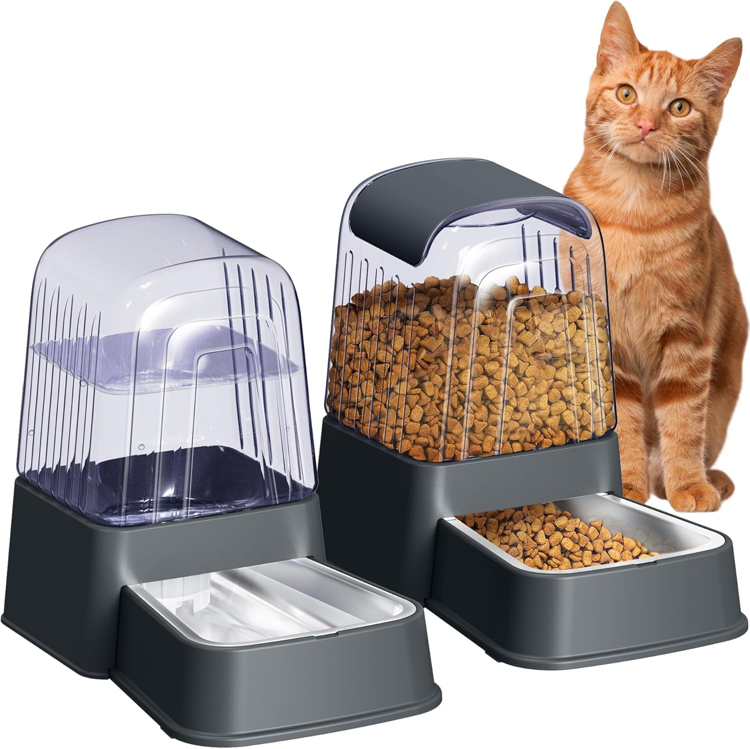 Automatic Dog and Cat Food Feeder and Water Dispenser Set with ...