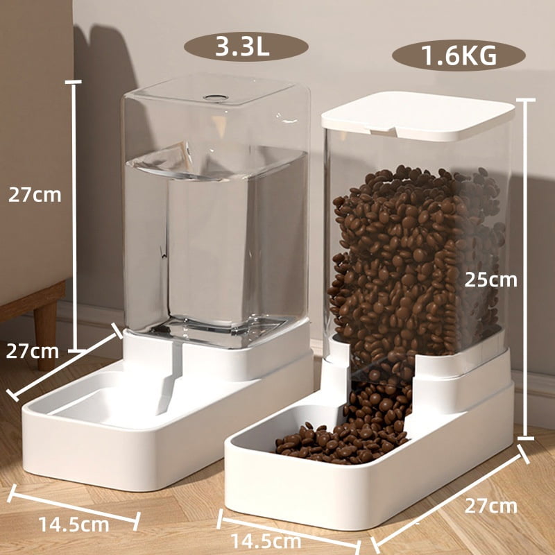 Automatic Dog Cat Gravity Food and Water Dispenser Set with Pet Food Bowl for Small Large Pet ...