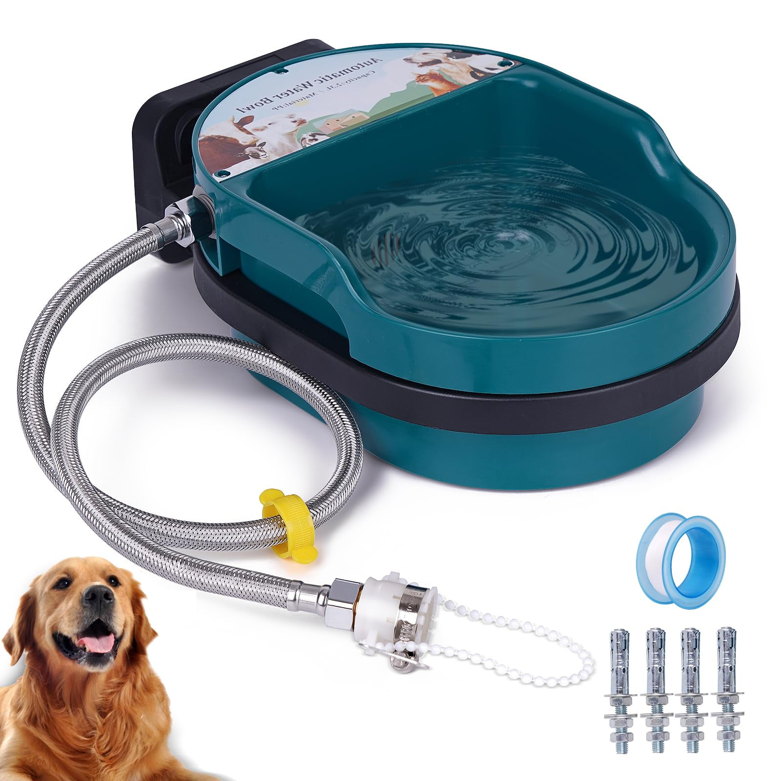 Automatic Dog Water Bowl Dispenser Large Breed Outdoor Pet Waterer Self ...