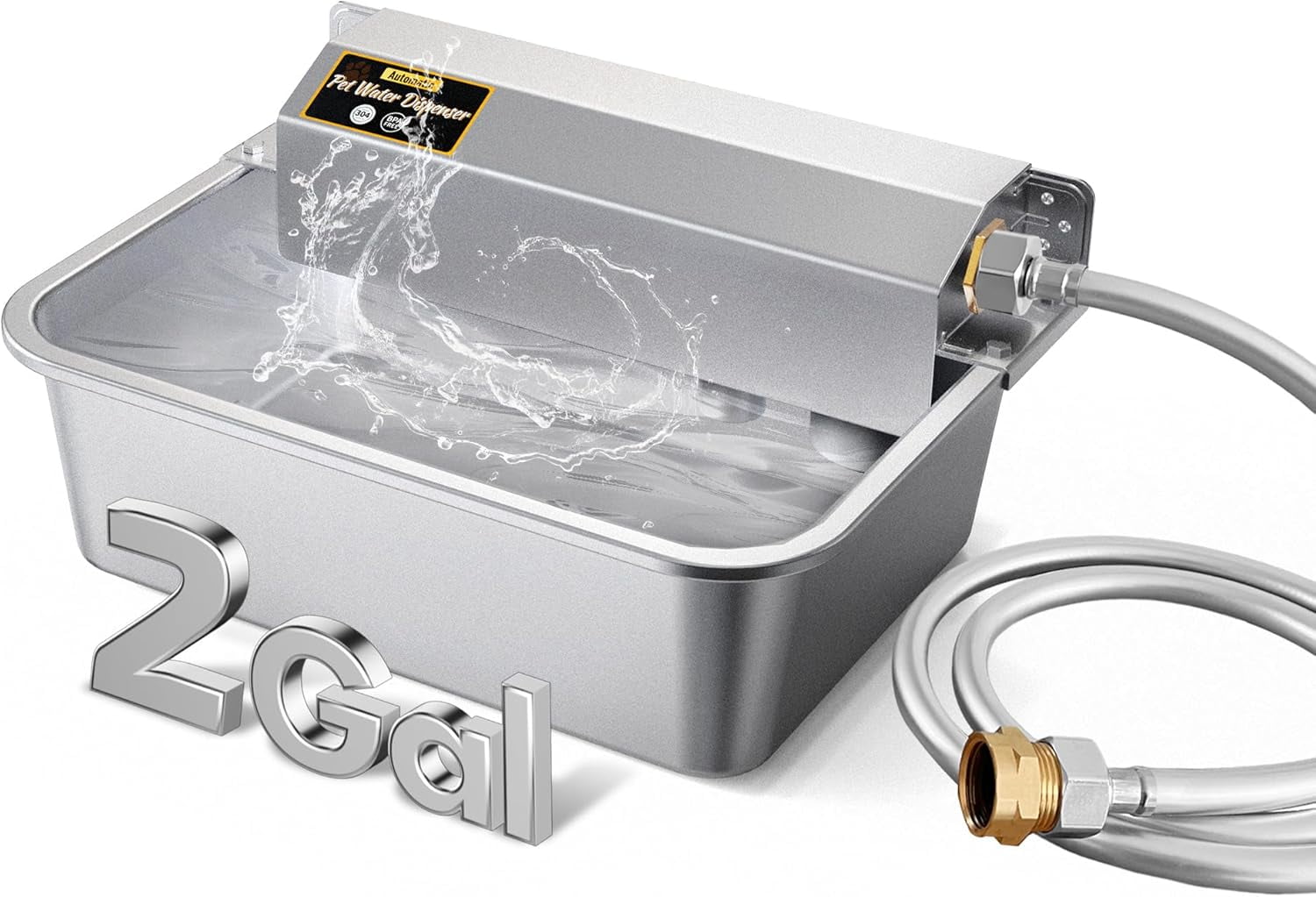 Automatic Dog Water Dispenser, 2 Gallons 304 Stainless Steel Large Dog ...