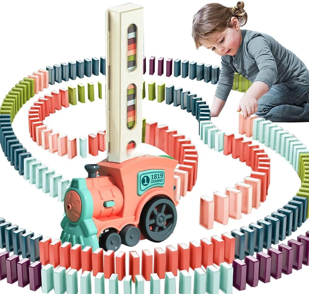 Automatic Domino Train Toy Set, 2025 Upgrade Electric Domino Train ...