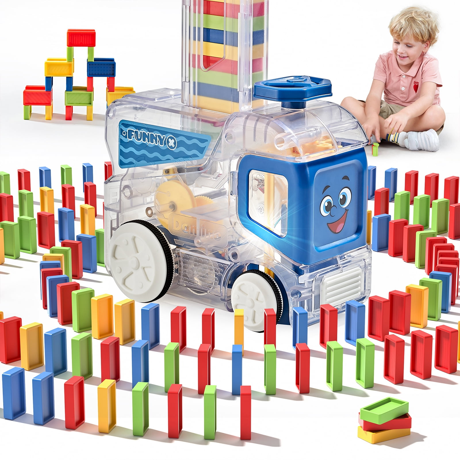 Automatic Domino Train Toy Set with 120 Dominos,Christmas Birthday ...