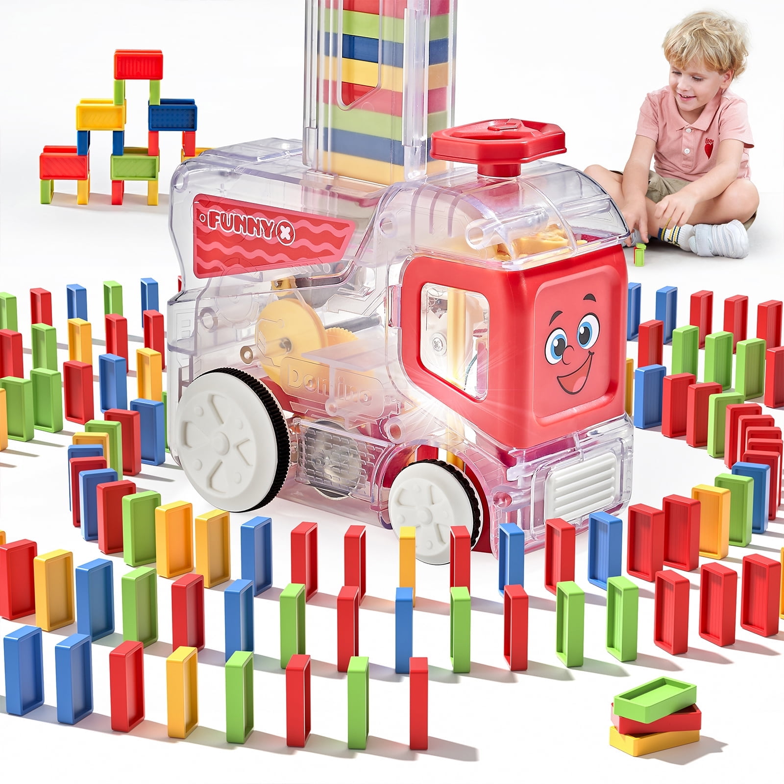 Automatic Domino Train Toy Set with 120 Piece Dominos,Christmas ...