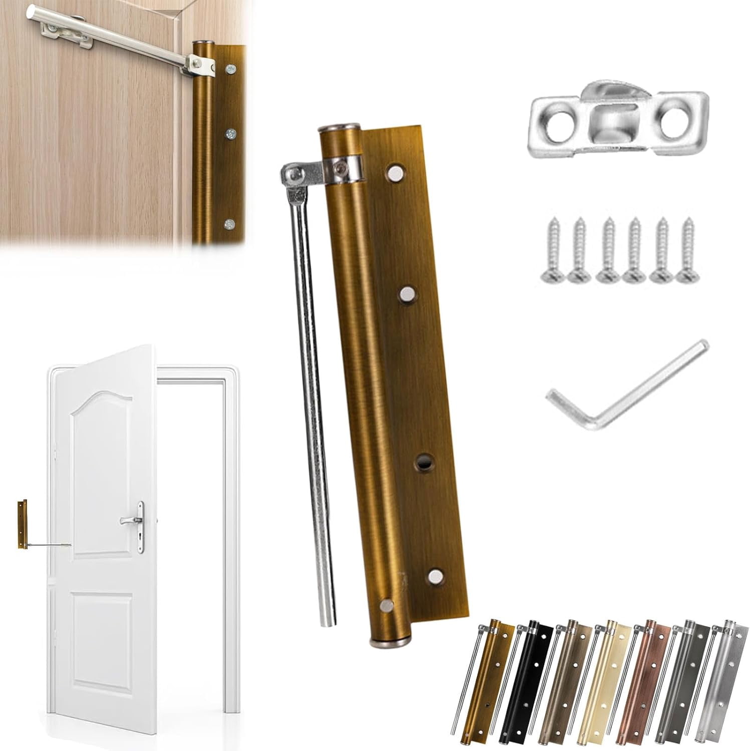 Automatic Door Closer Set with Stainless Steel Spring, 150 Degree ...