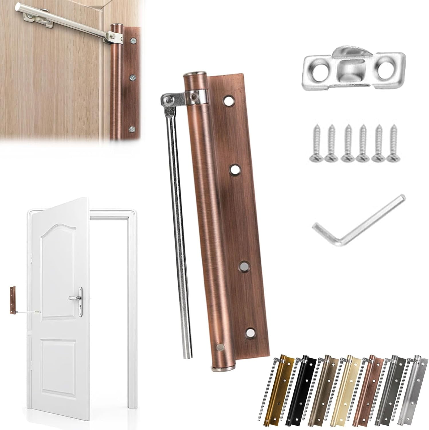 Automatic Door Closer Set with Stainless Steel Spring, 150 Degree ...