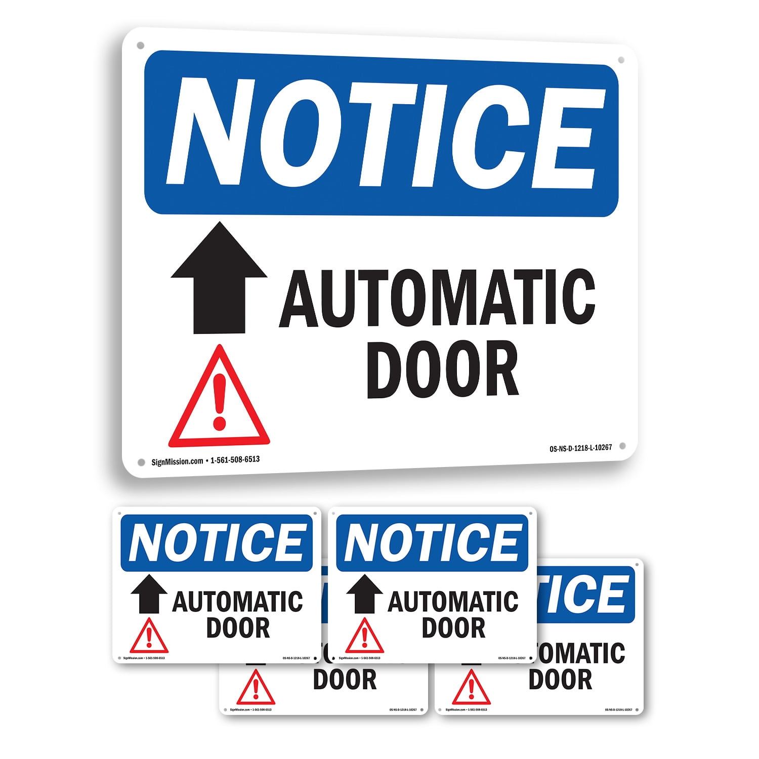 Automatic Door [Up Arrow] OSHA Notice Aluminum Sign 24 Inch x 18 Inch ...