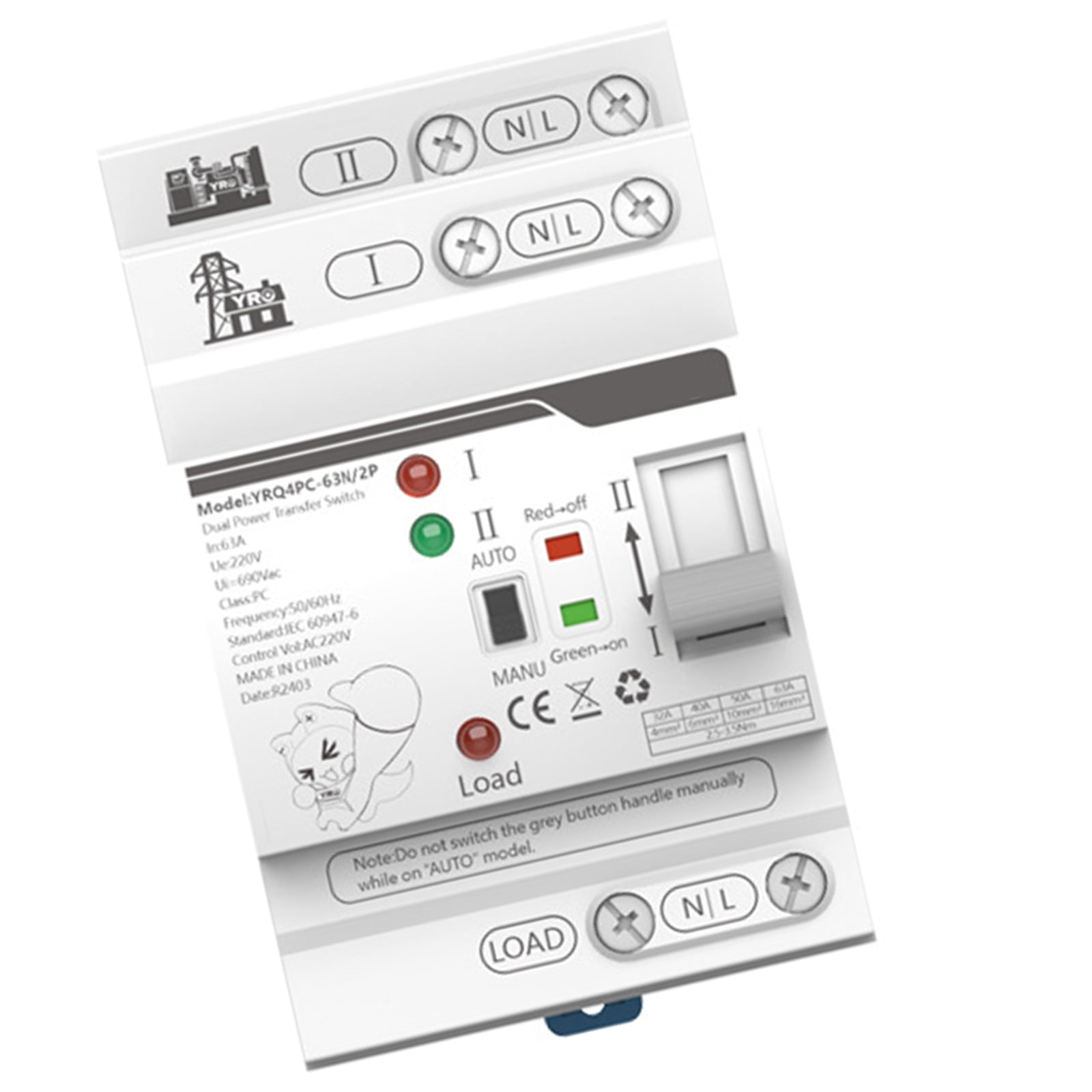 Automatic Double Power Transfer Switches 63A 110V With Voltages ...