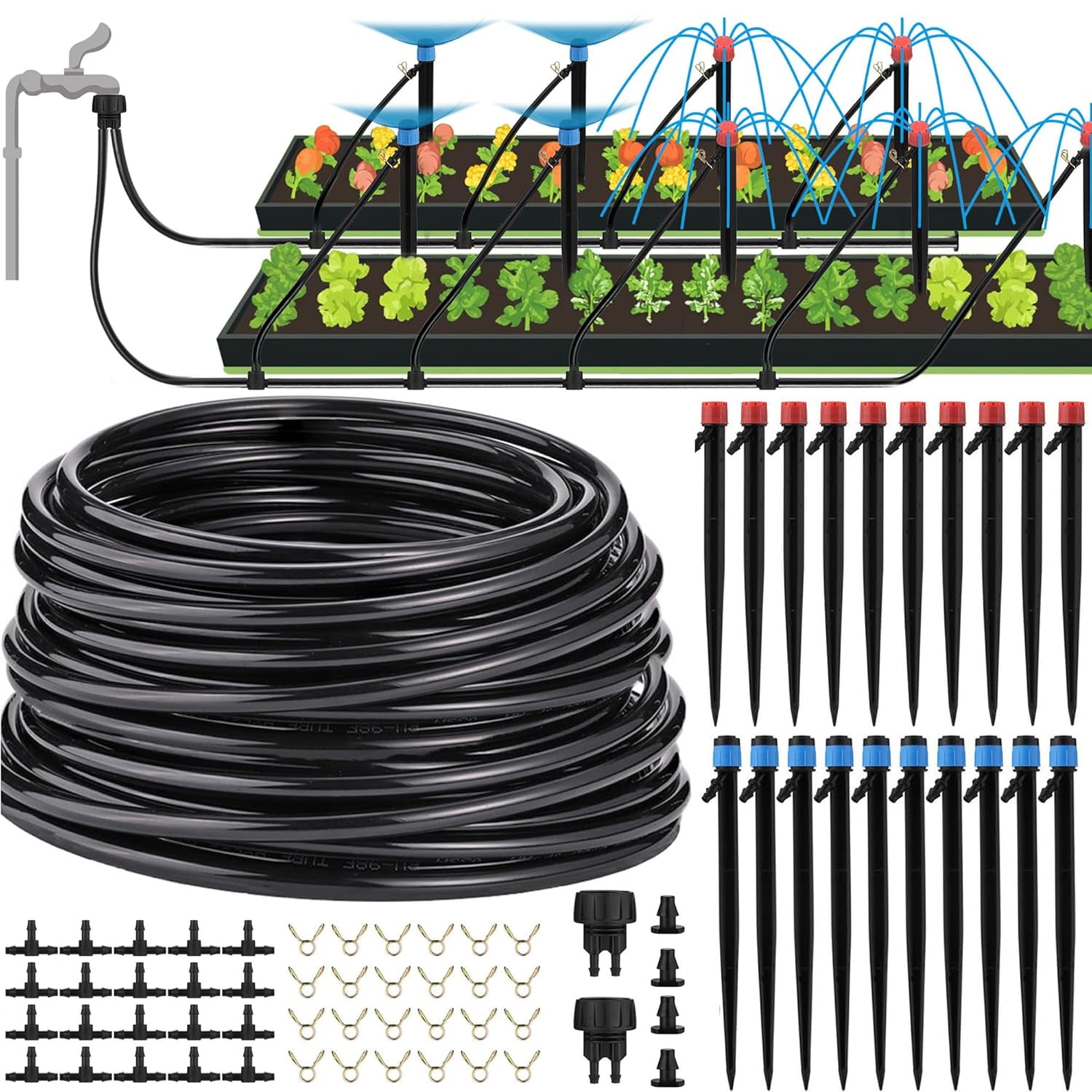 Automatic Drip Irrigation System Kit Garden Irrigation System, Includes ...