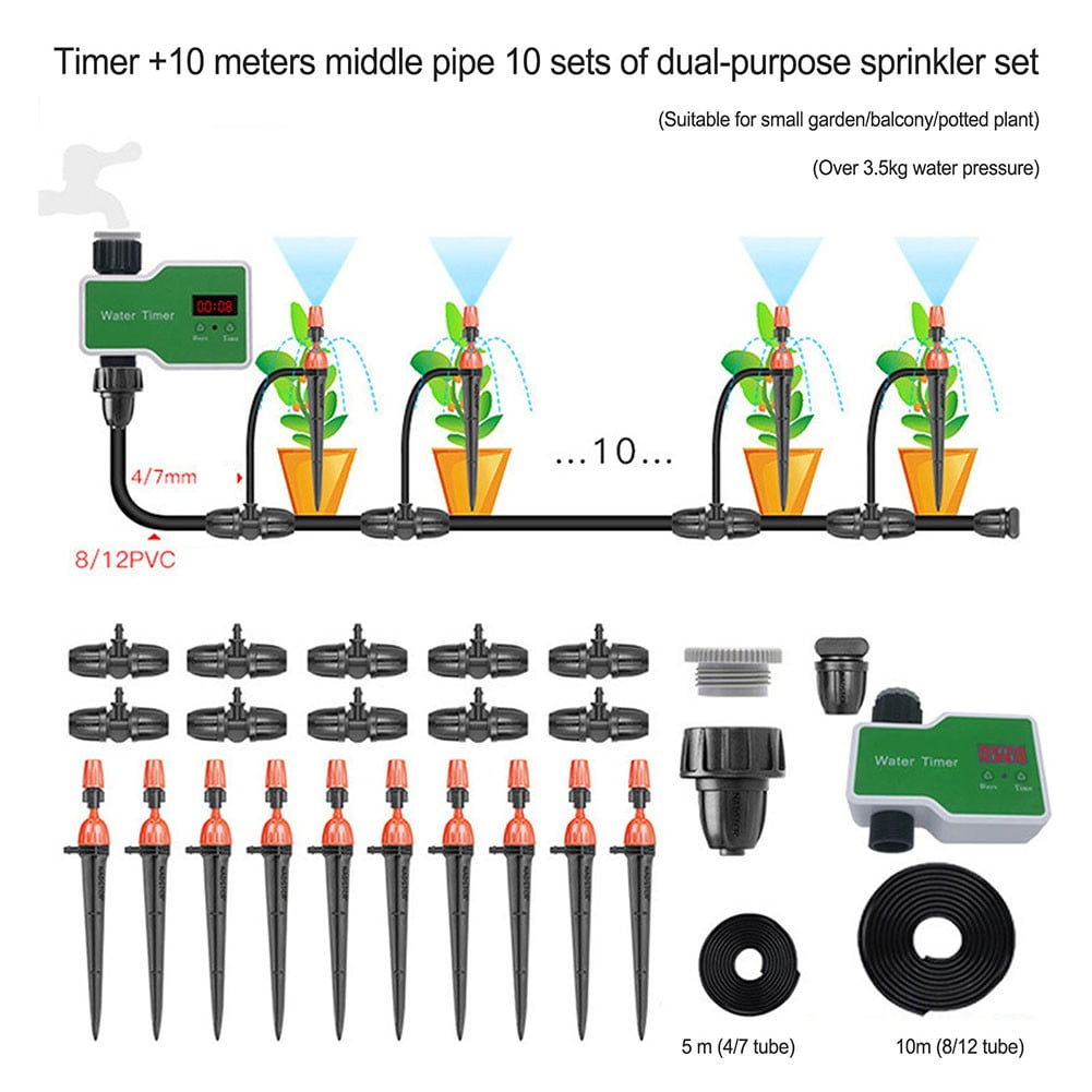 Automatic Drip Irrigation System Kit Plant Water Timer Watering Garden ...