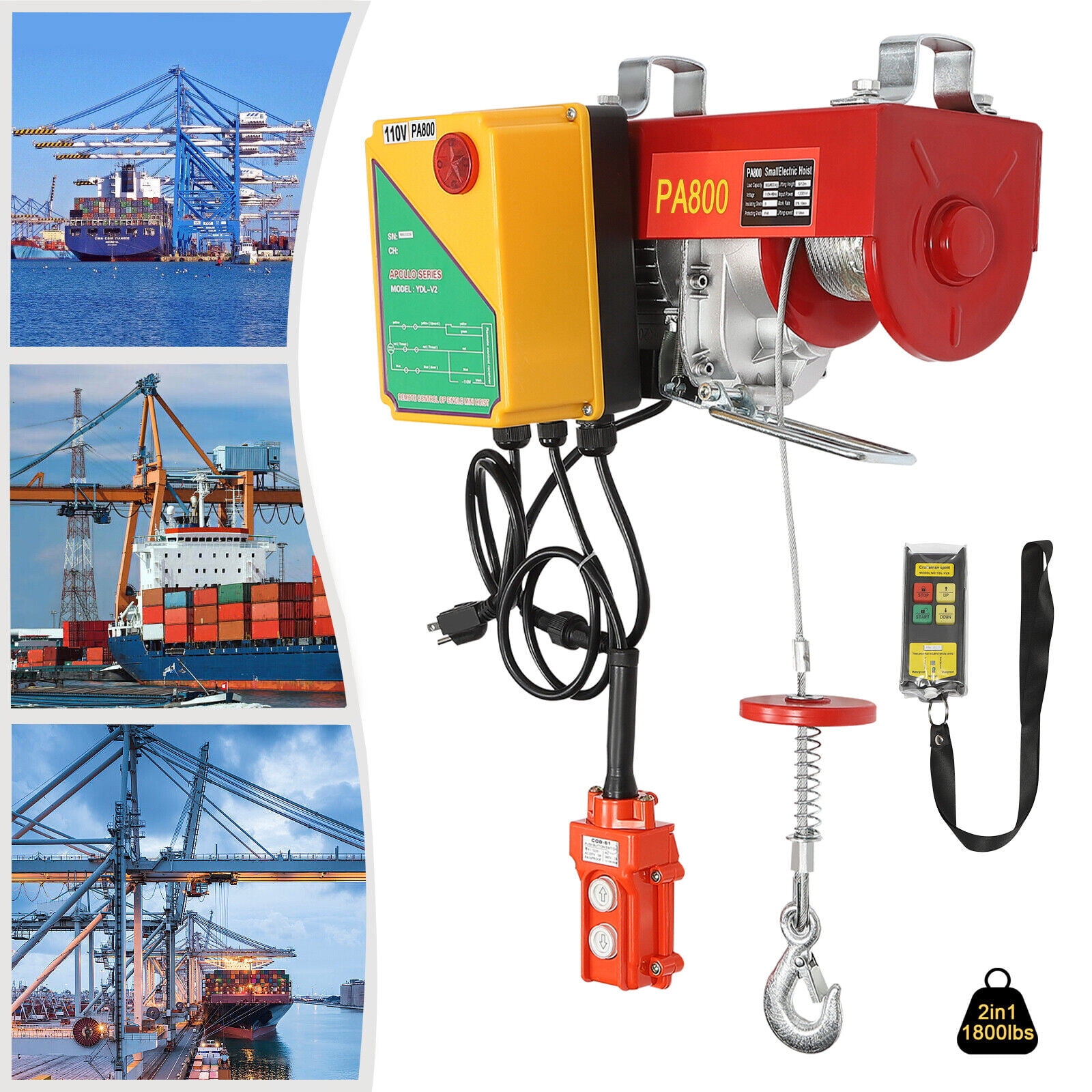 Automatic Electric Cable Hoist, Wireless Remote Control, 110V 1450W ...