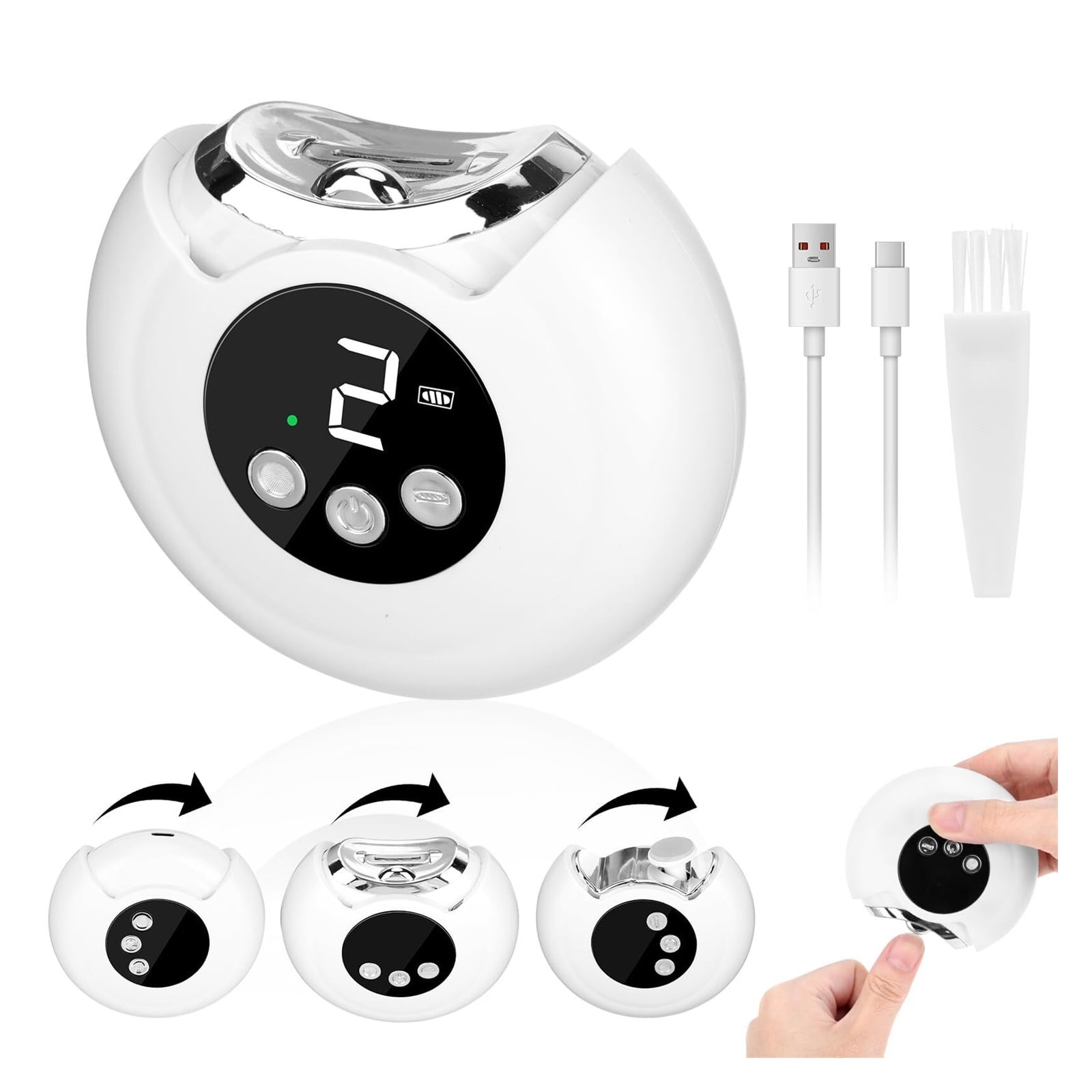 Automatic Electric Nail Clipper with 3 Speeds & LED Light, 2 in 1 ...