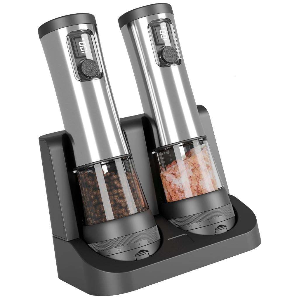 Automatic Electric Pepper Grinders Nonrust Steel 5 Level Adjustable LED ...