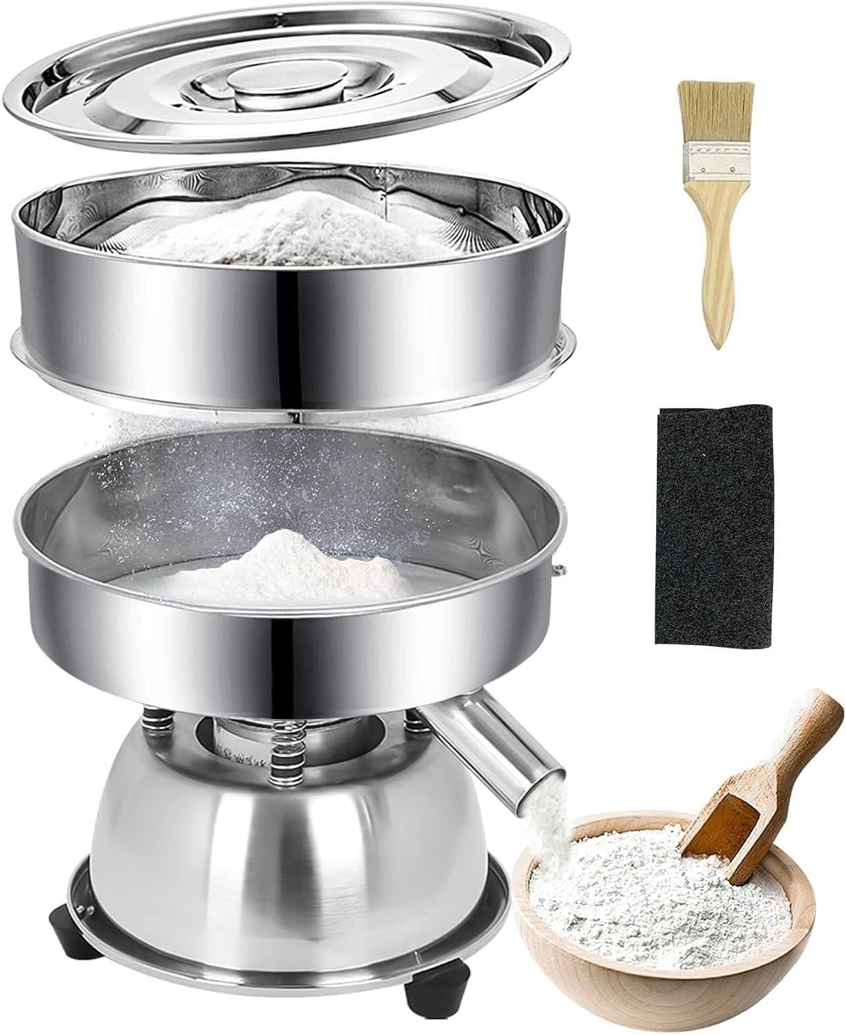 Automatic Electric Vibrating Sifter Machine Sieve Shaker With 2 Screens ...