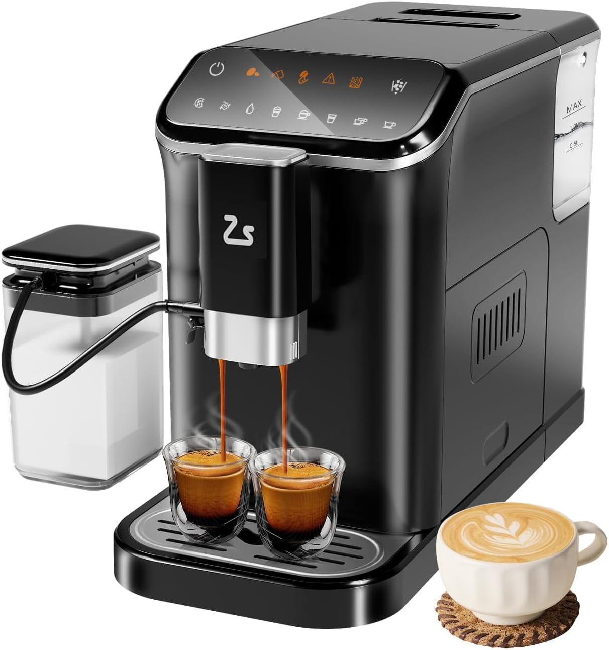 Automatic Espresso Machine with Milk Frother, Professional Grinder One ...